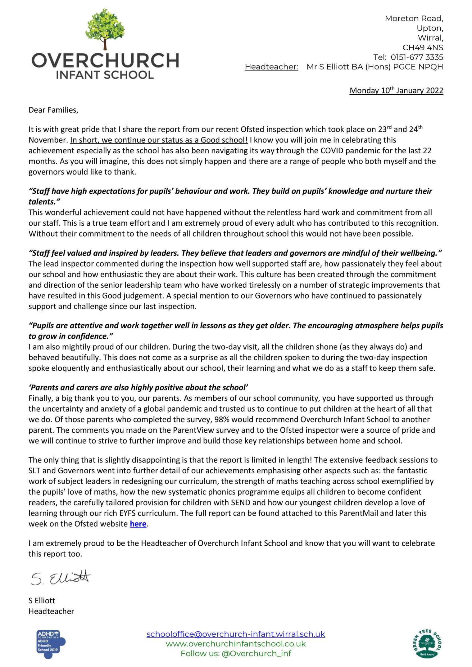 Ofsted Report – Overchurch Infant School